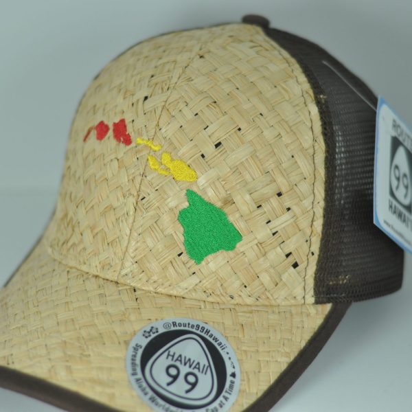 Lauhala Straw Hat w/ Hawaiian Islands – Route 99 Hawaii